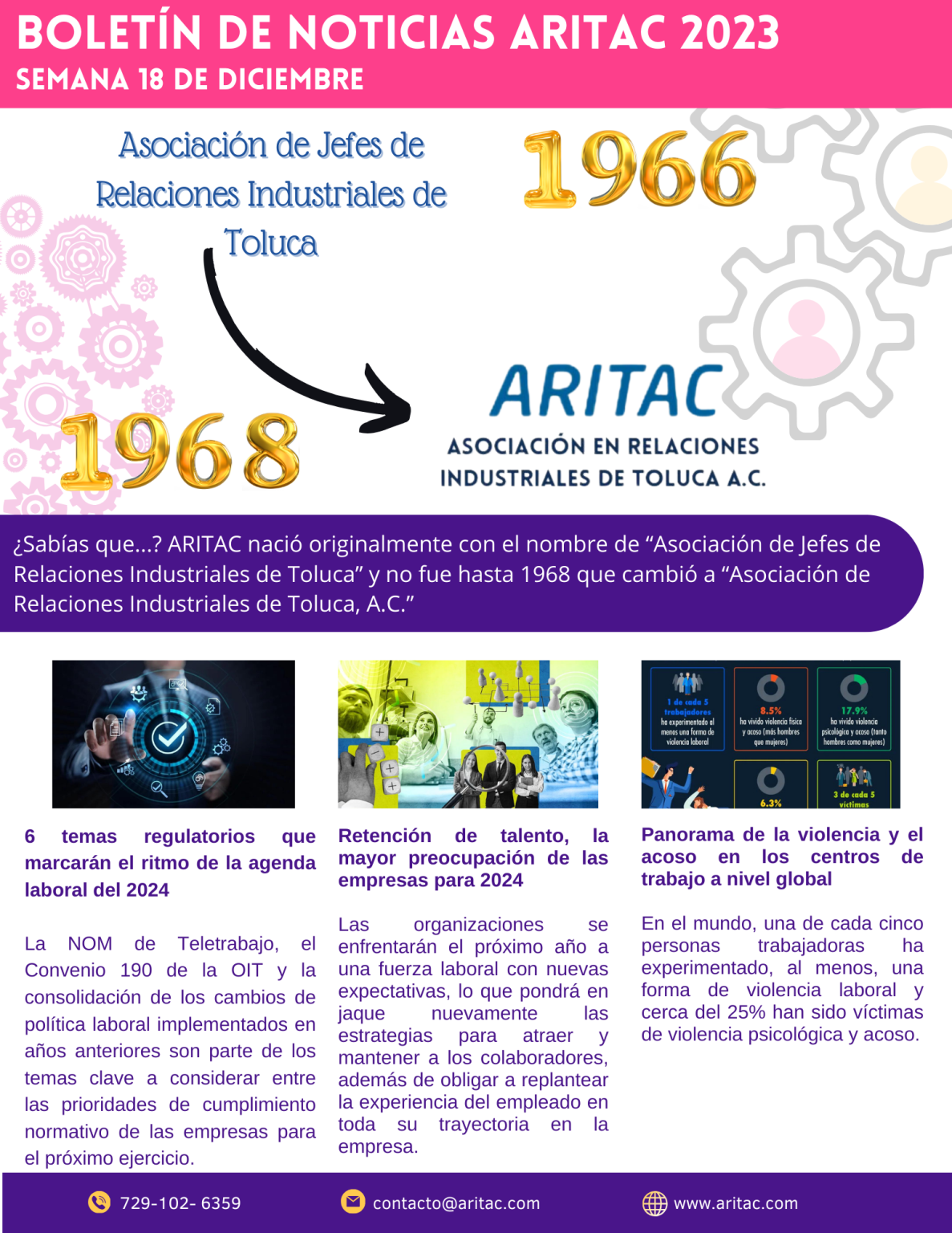 Boletín Semanal. 18 de diciembre. – Aritac